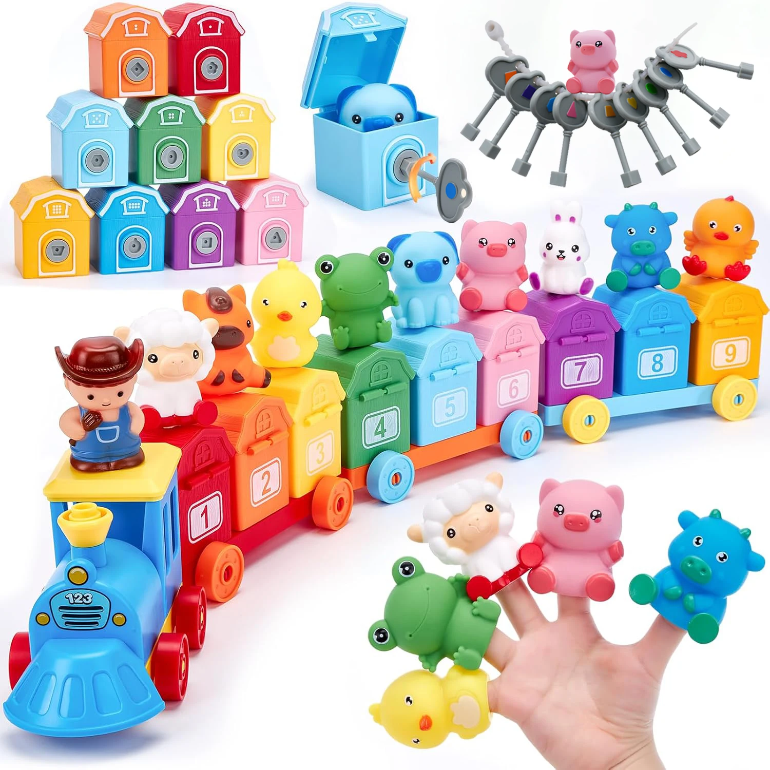 Montessori Train/Surprise Party Gift Set Toddler Learning Toys Counting ...