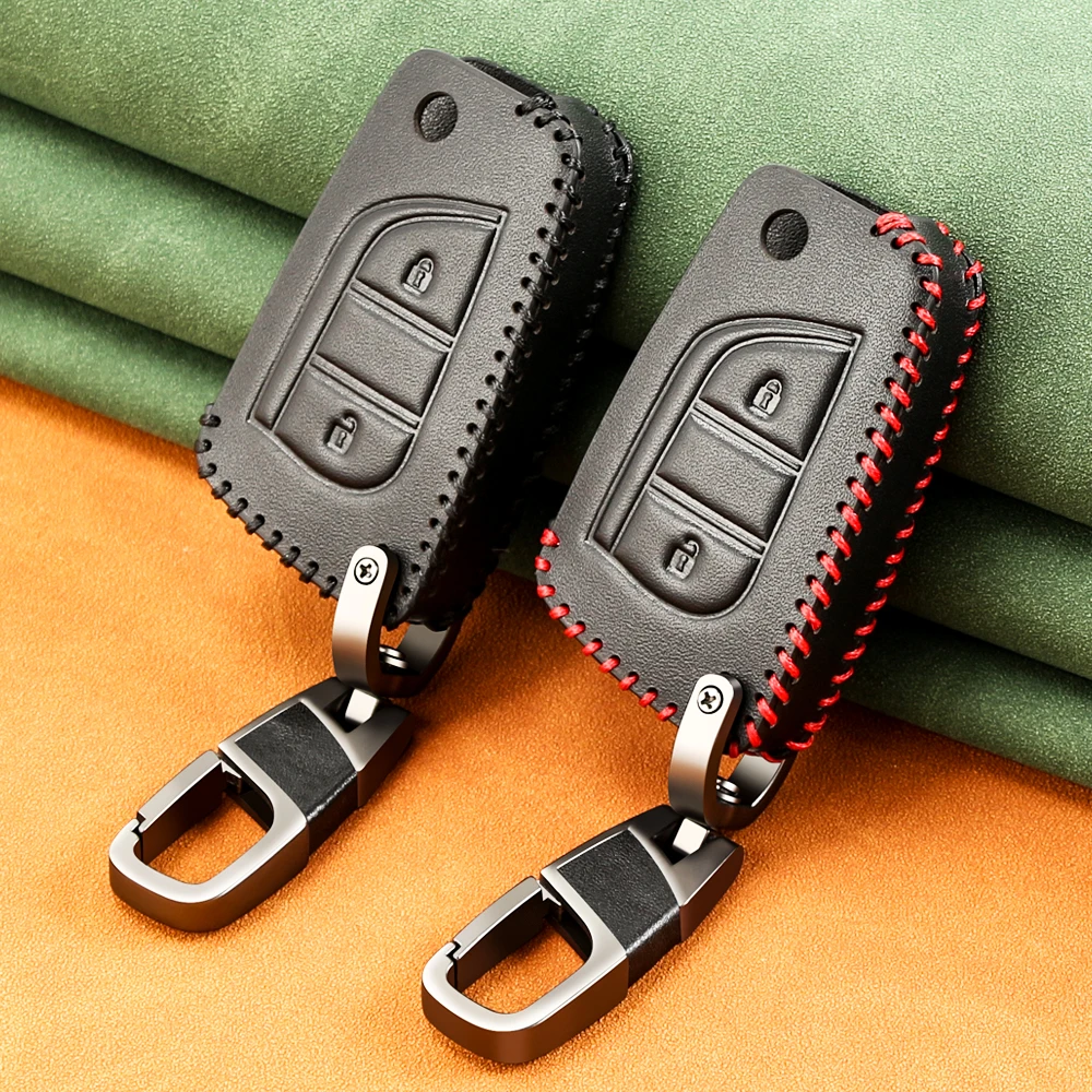 Leather-Car-Key-Cover-Case-Shell-Protector-Fob-for-Toyota-Aygo-Yaris ...