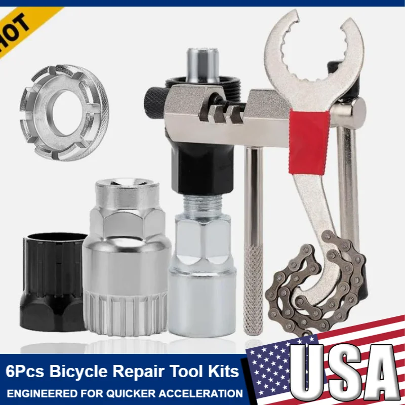 Bicycle Repair Tool Kits Chain Breaker Flywheel Remover Cutter Crank ...