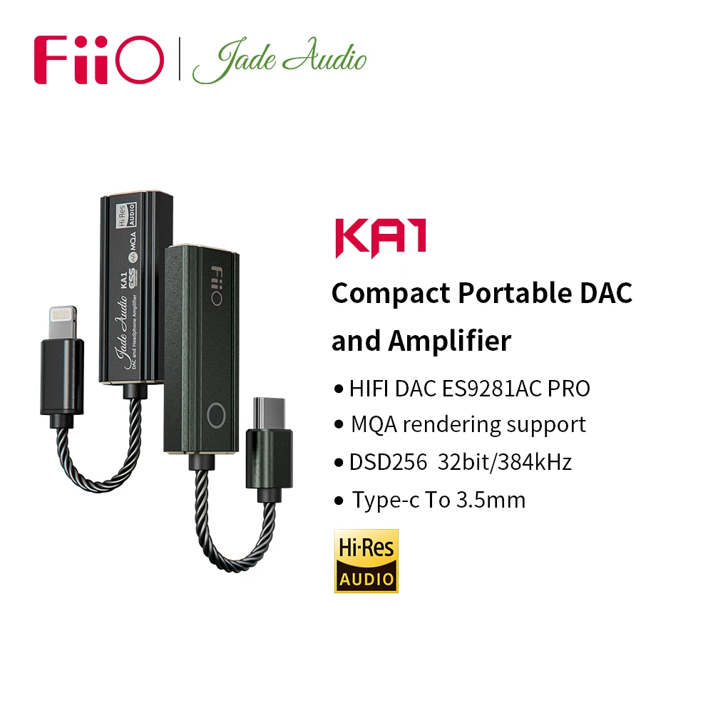 FiiO JadeAudio KA1 TypeC/Lightning to 3.5mm dongle, ES9281AC Pro MQA ...