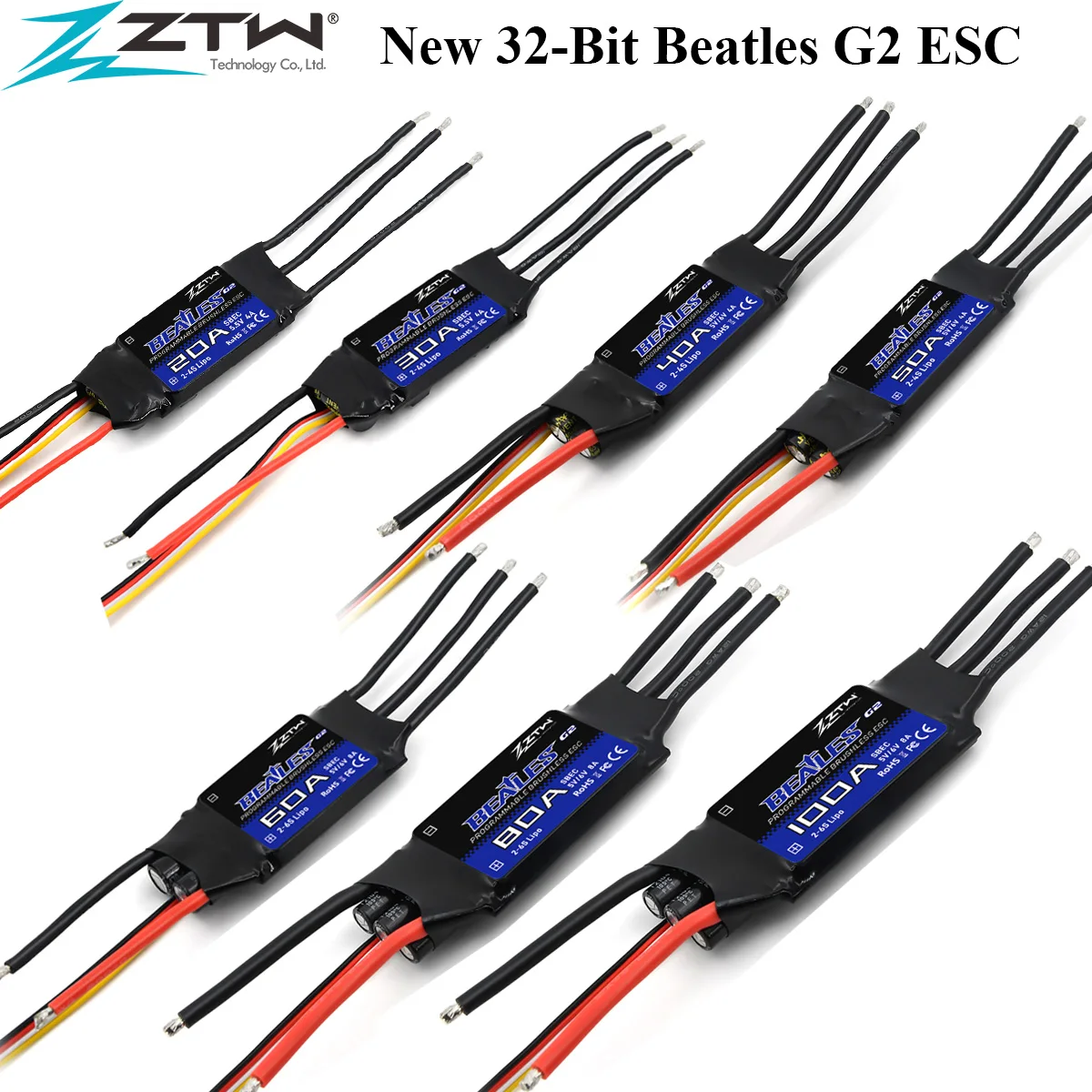 ZTW 32-Bit ESC Beatles G2 20A 30A 40A 50A 60A 80A 100A SBEC 5V/6V 8A 2 ...