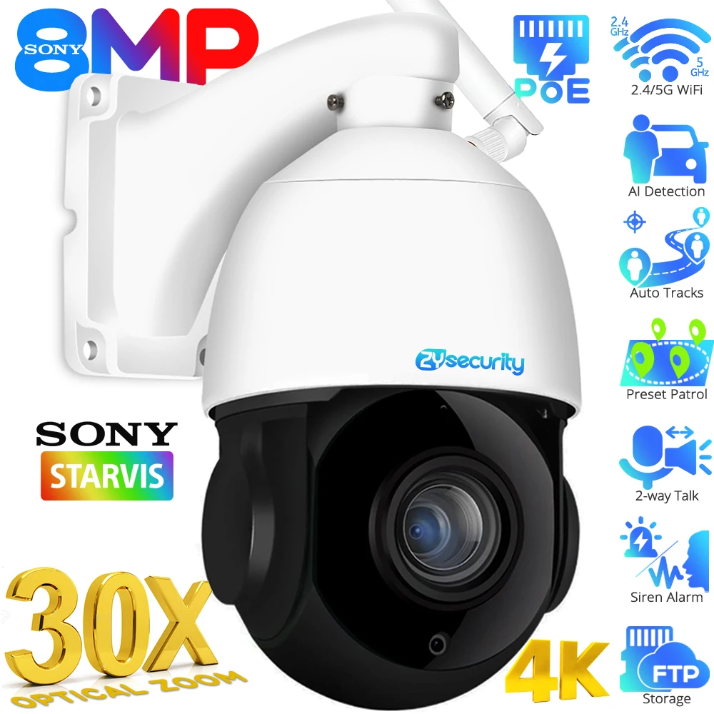 4K-8MP-30X-Zoom-PTZ-IP-Camera-Outdoor-Human-Car-Detect-Auto-Tracking ...