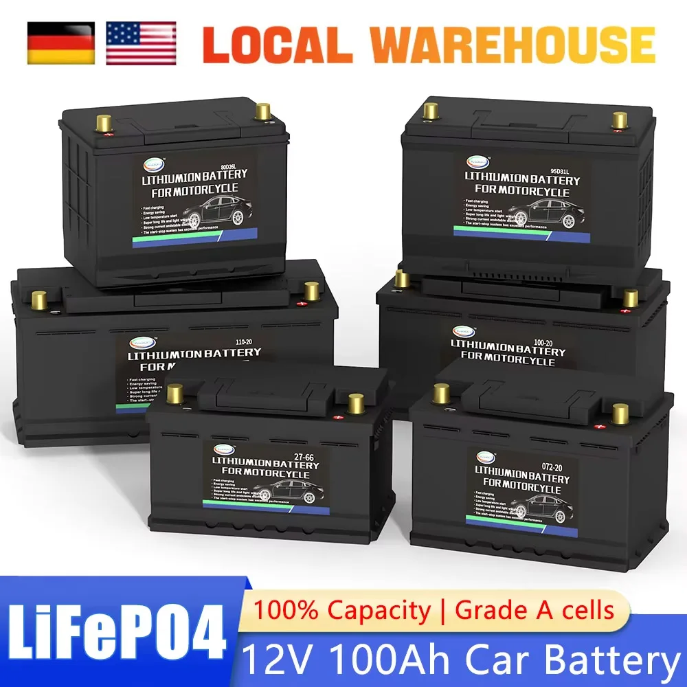 LiFePO4 Car Battery Built in BMS 70Ah 82Ah 100Ah 120Ah CCA 1300 1600 ...
