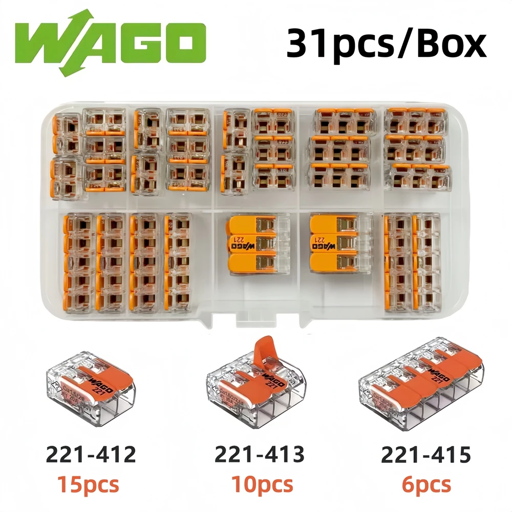 10/31Pcs Original WAGO Quick Wiring Terminal 221-412 221-413 221-415 0. ...