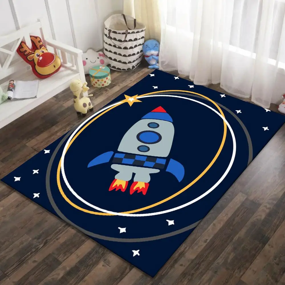 Cartoon-Living-Room-Area-Rug-Rocket-Dinosaur-Bedroom-Carpet-Boys-Kids ...
