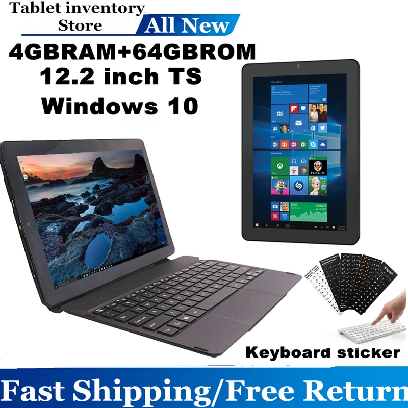 2in1 mini notebook 4gbddr + 64gb rom 12.2 ts 64 bits windows 10 tablet ...