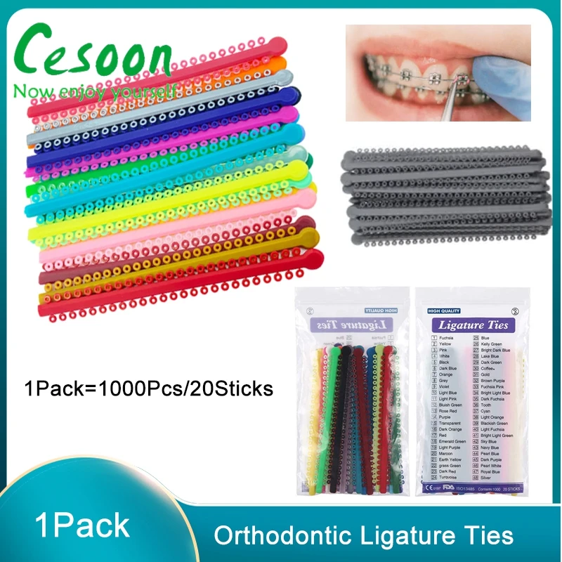Braces Wire 1000-Pack Dental Orthodontic Ligature Ties – Elastic Rubber ...