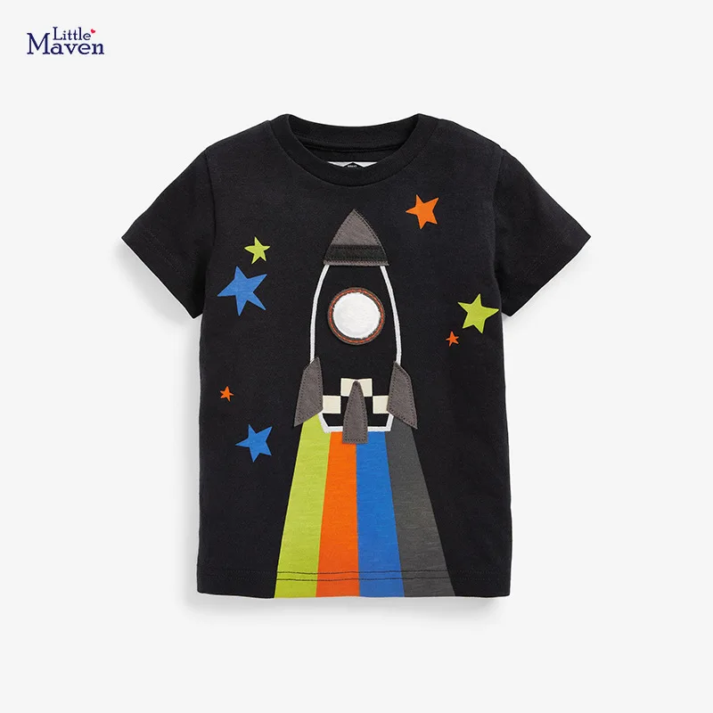 Little-maven-Shirts-for-Boys-Summer-Clothes-Rockets-Appliques-Toddler ...