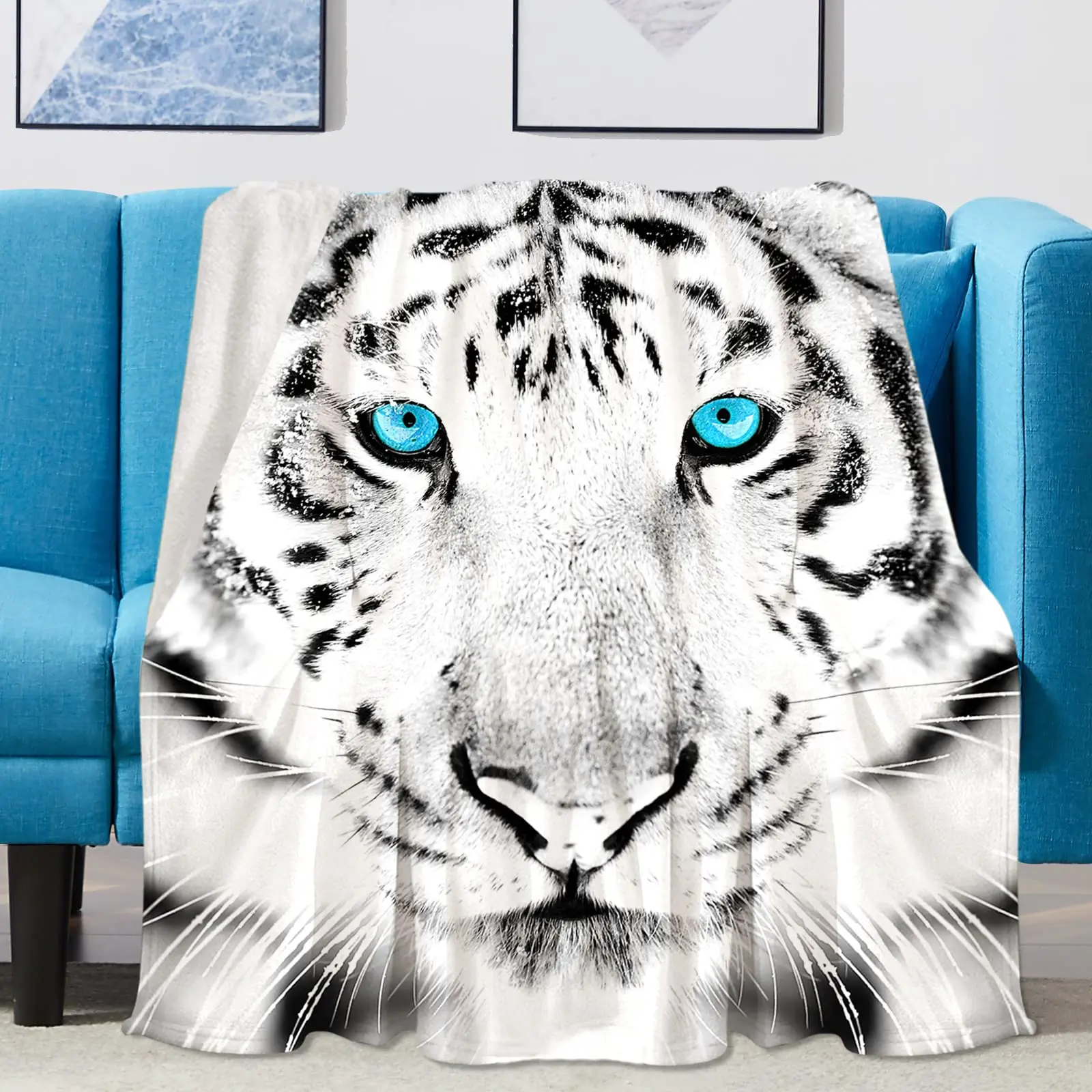 White-Tiger-Blanket-Warm-Plush-Throw-Fuzzy-Bedspread-Shawl-for-Bed-Sofa ...
