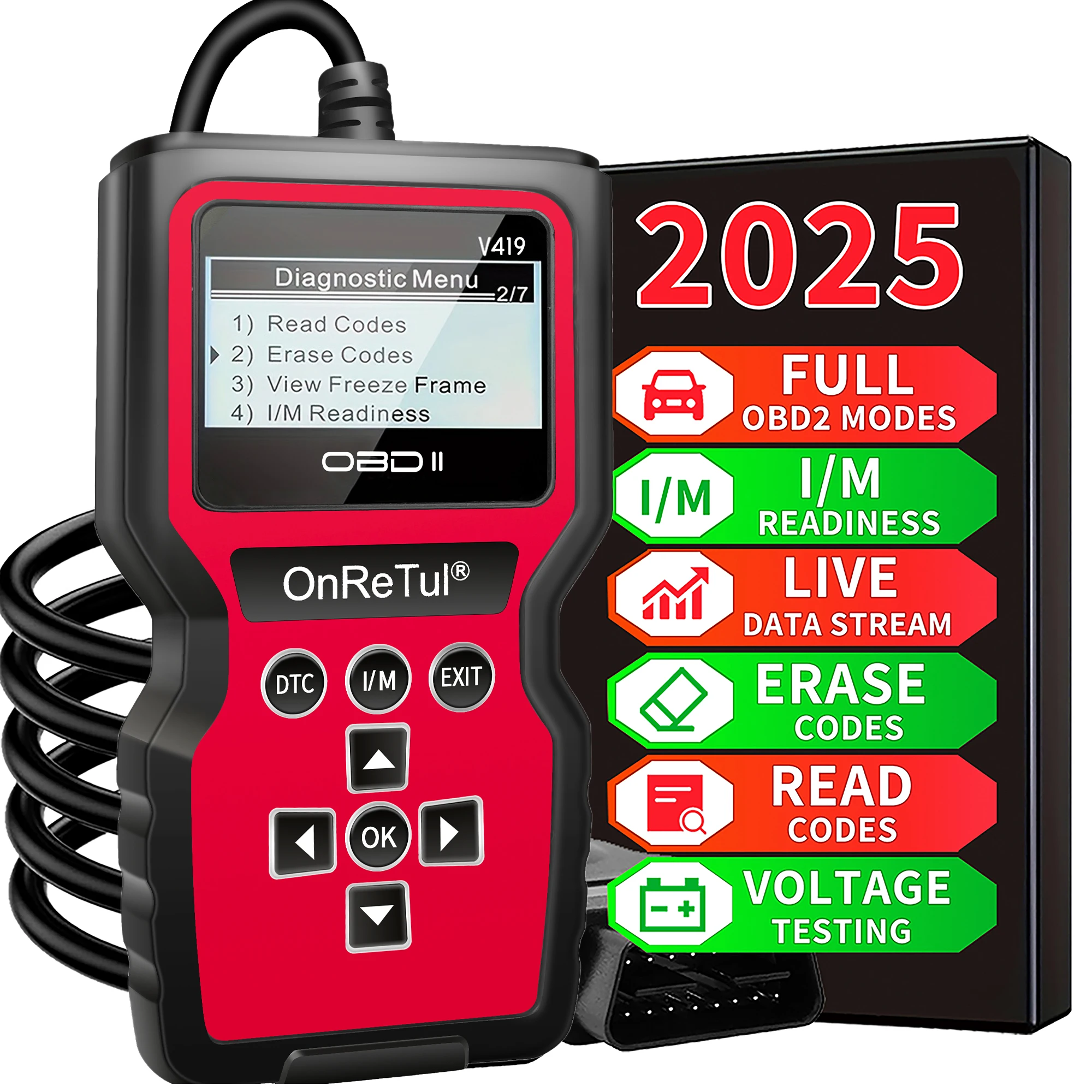 Obd2 Diagnostic Scan Tool, Engine Fault Code Reader Obd2 Scanner with ...