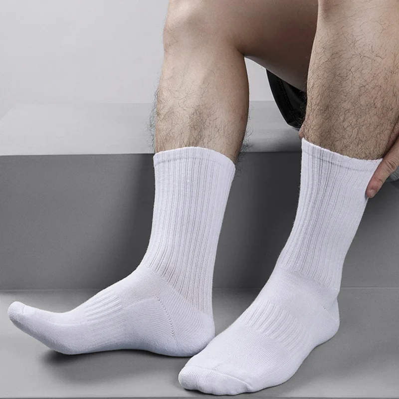 Fashion-100-Cotton-High-tube-white-black-socks-sports-socks-Towel ...