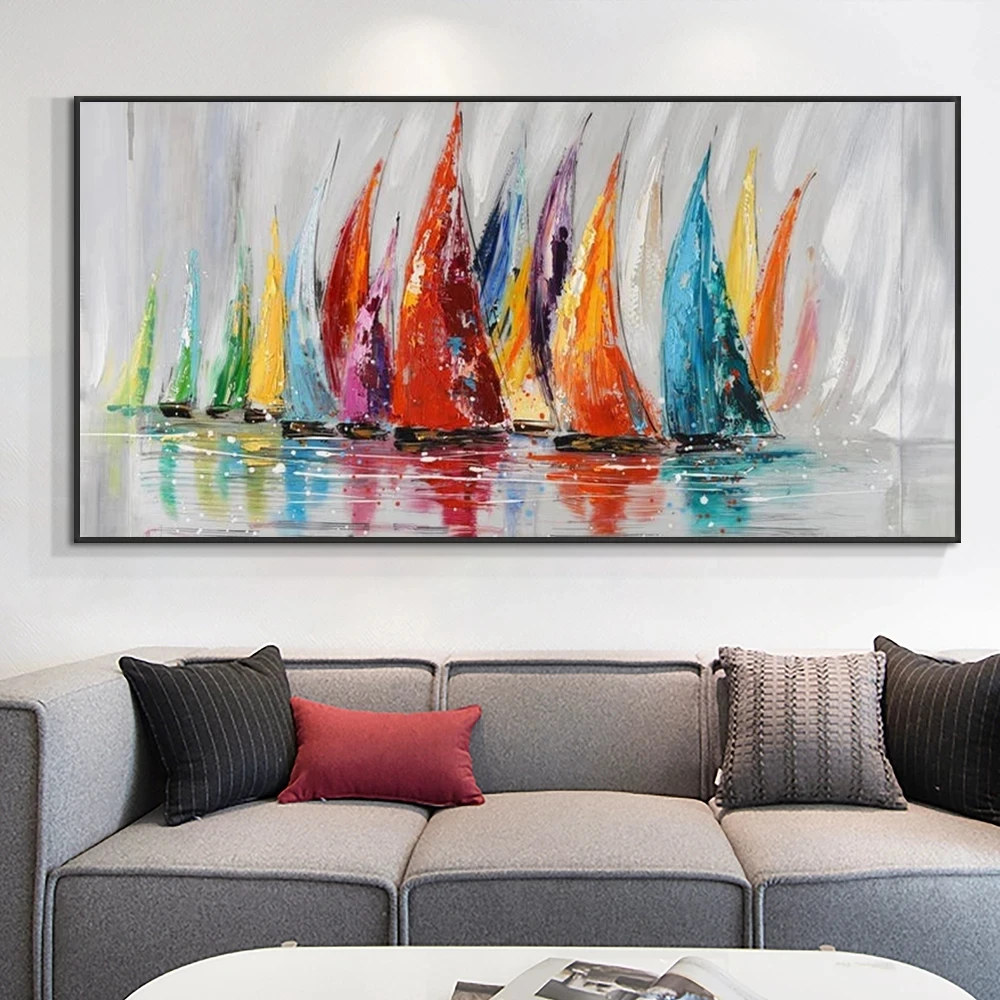 Abstract Colorful Sail Oil Painting On Canvas Painting Poster And Print ...