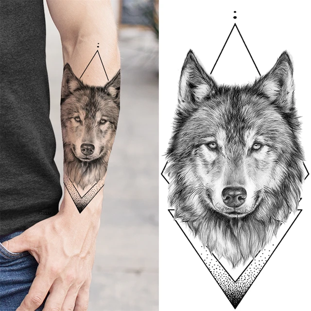 Realistic Full Body Wolf Tattoo