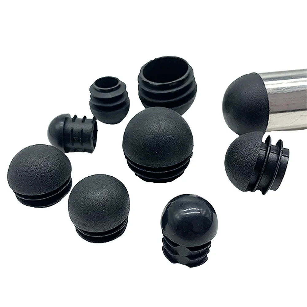 12mm-60mm-With-Threaded-Chair-Leg-Cap-Black-Domed-Round-Plastic-Non ...