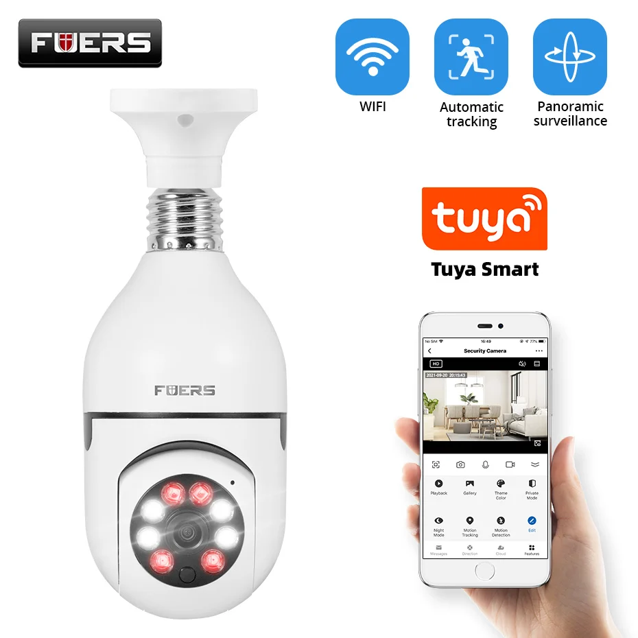 Fuers IP Camera 2MP E27 Bulb Full Color Wifi Indoor Mini Tuya Smart ...