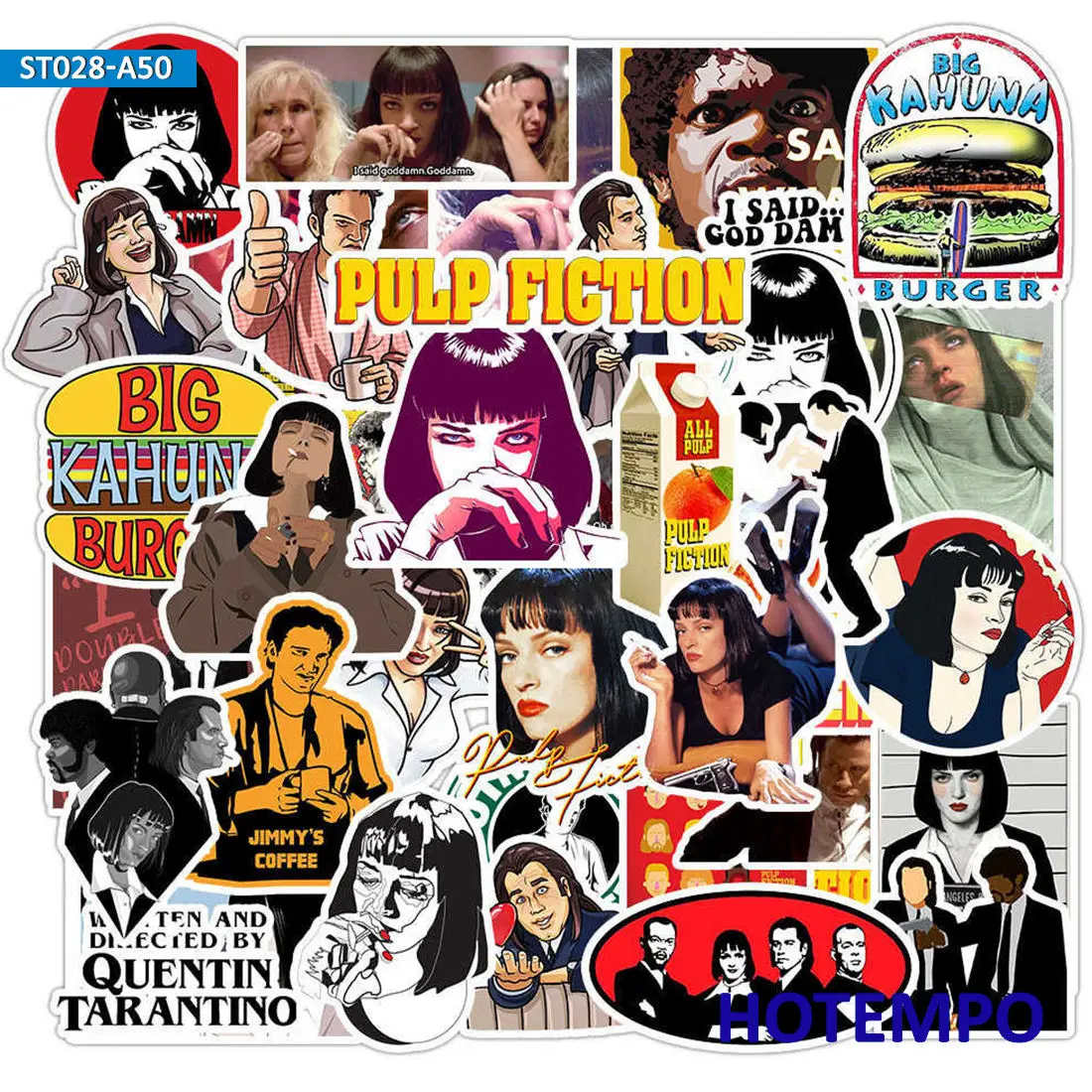 50pcs-Classic-Movie-Pulp-Fiction-Mix-Pattern-Shape-Graffiti-Decals ...