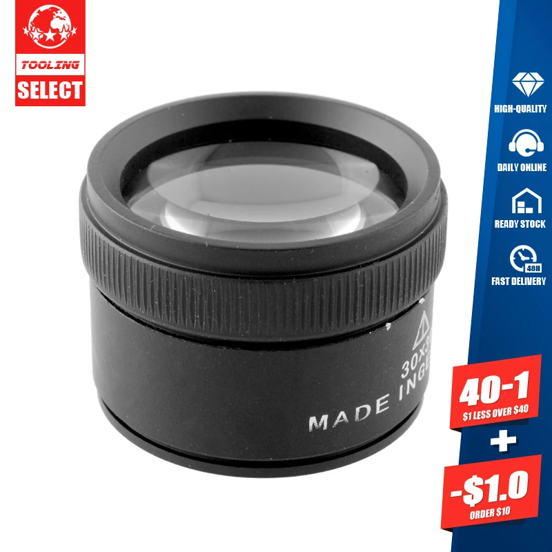 Fghgf Premium 30x 40mm Measuring Magnifier Magnifying Glass Lens Loop ...