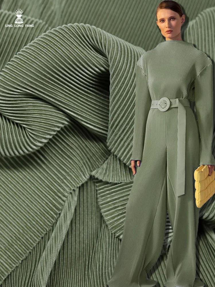 Pleated-Striped-Texture-Pleated-Fabric-Spring-Summer-Elastic-Knitted ...