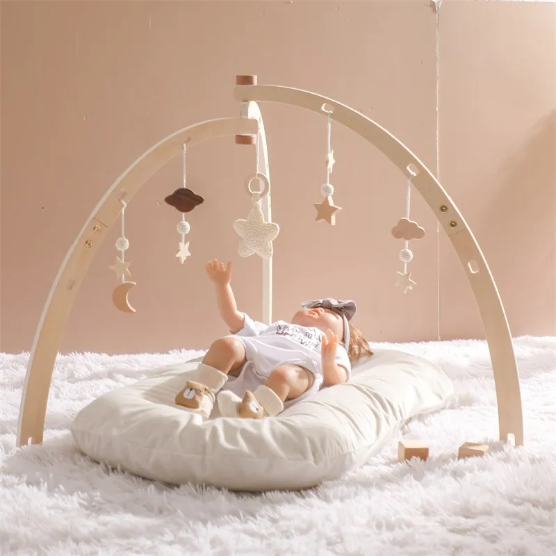 Baby Wooden Triangle Gym Rack Splint Newborn Activity Gym Frame Star ...
