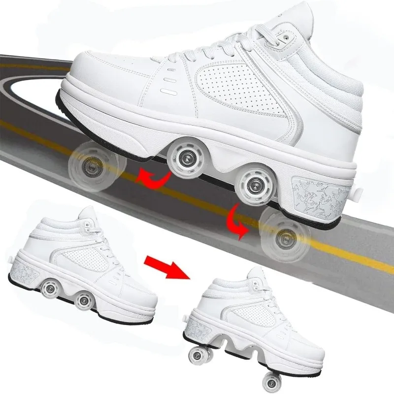 Double-Row Deform Wheel Automatic Walking Shoes Invisible Deformation ...