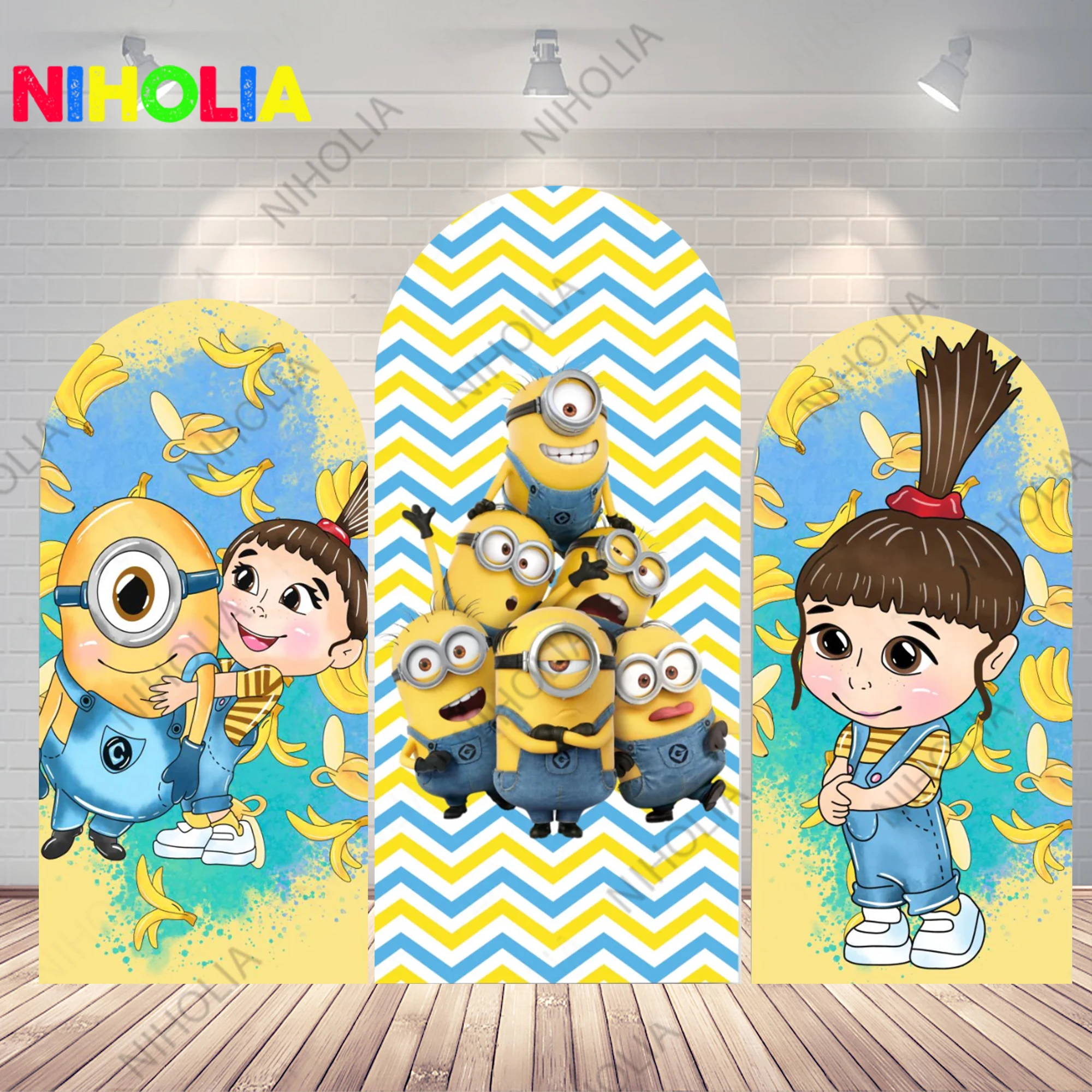 MINISO-Minions-Arch-Covers-Kids-Birthday-Party-Photo-Backdrop-Polyester ...