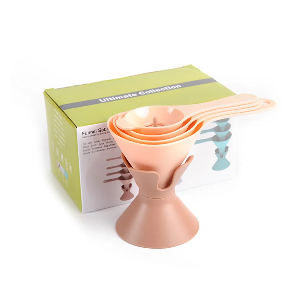 4 Pieces Kitchen Funnels Plastic Funnel Set with Holder Washable ...