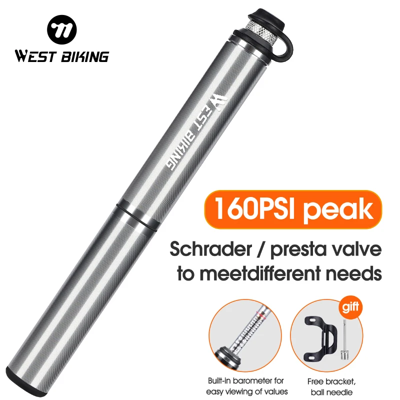 WEST-BIKING-Bicycle-Pump-160PSI-High-Pressure-With-Hose-Aluminum-Alloy-Pump-MTB-Road-Bike ...