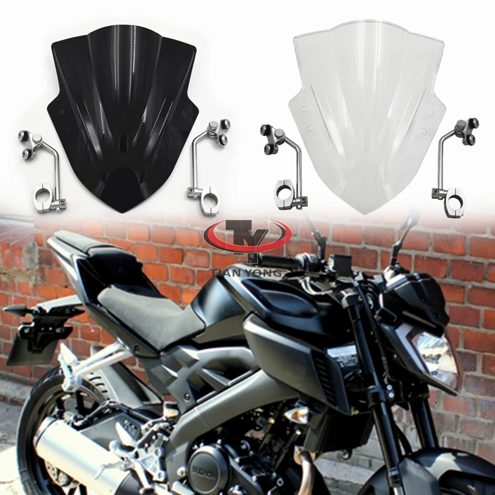 Windscreen Black Clear Motorcycle For MT125 MT-125 Windshield High ...