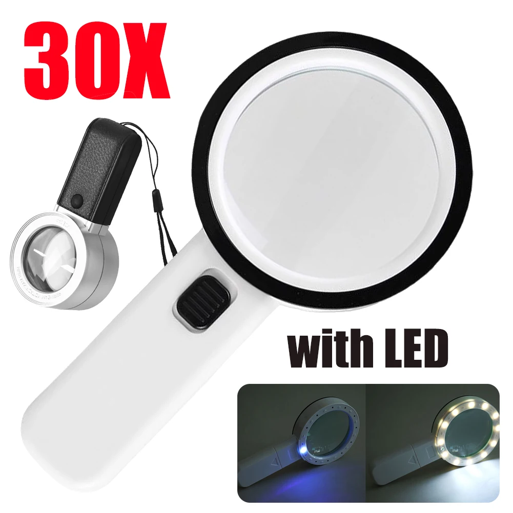 45X-30X-Handheld-Reading-Magnifier-Illuminated-With-LED-Microscope-Lens ...