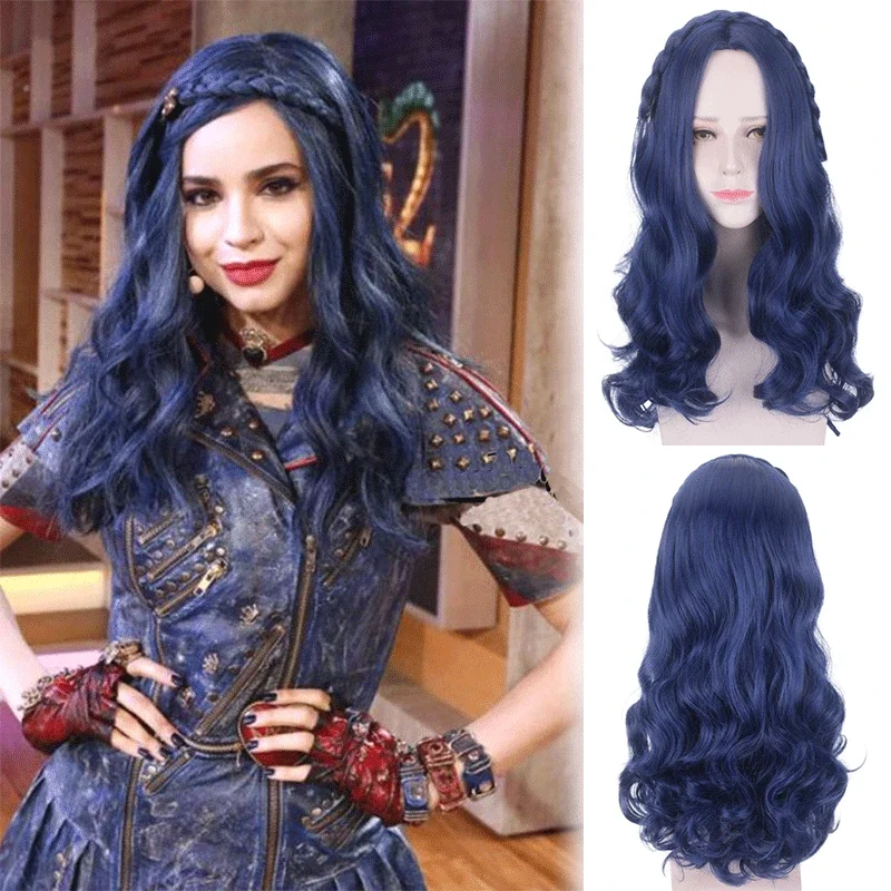 60cm Descendants 2 Evie Long Wavy Wig Cosplay Costume Women Heat