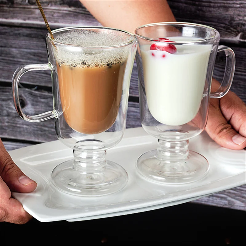Double Wall Glass Irish Coffee Mug Bubble Tea Milkshake Cup Ice Cream ...