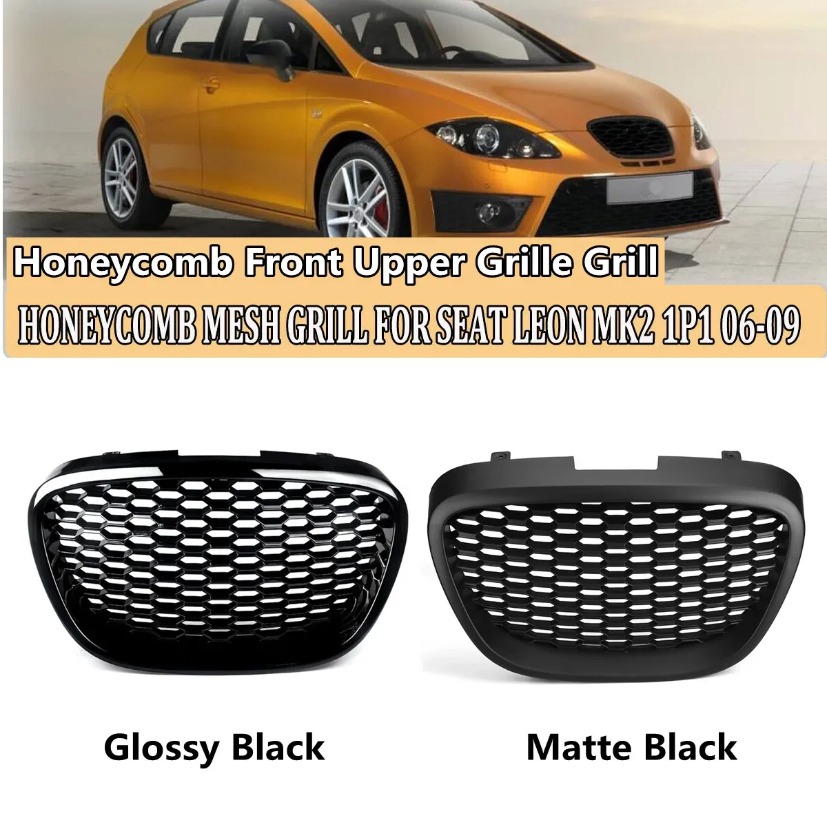 Front-Honeycomb-Grill-Mesh-Badgeless-Grille-For-Seat-Leon-MK2-1P-Altea ...
