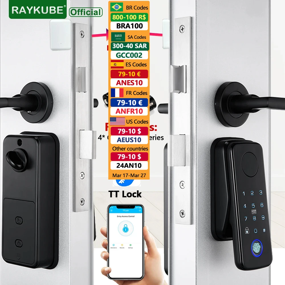 RAYKUBE-N1-TT-Lock-Auto-Smart-Fingerprint-Lock-Set-with-Handle-Door ...