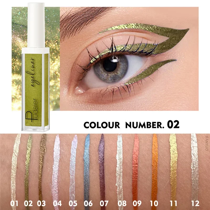 12-Colors-Waterproof-Metallic-Liquid-Eyeliner-Long-lasting-Green-Gold ...
