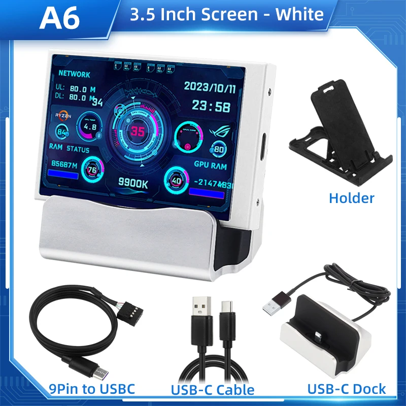 Ips Tipo C Tela Secundária Cpu Do Computador Gpu Ram Monitor Hdd ...