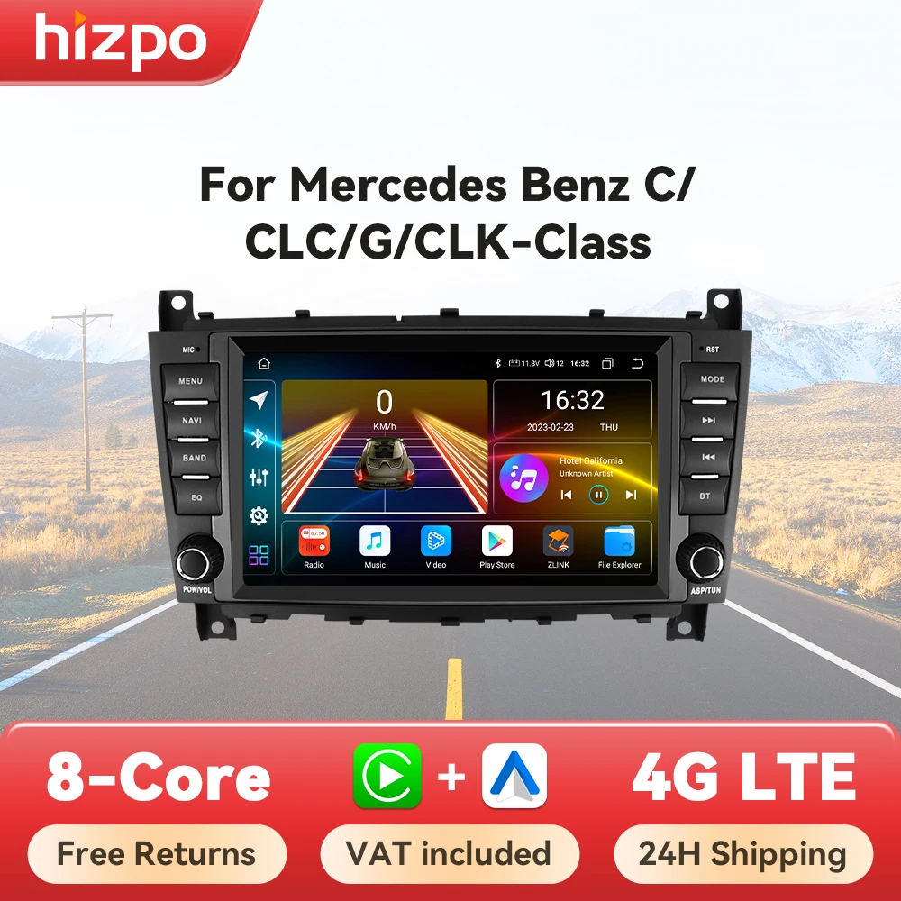 Hizpo 8" Android Auto Radio For Mercedes Benz C-Class W203 W209 C180 ...