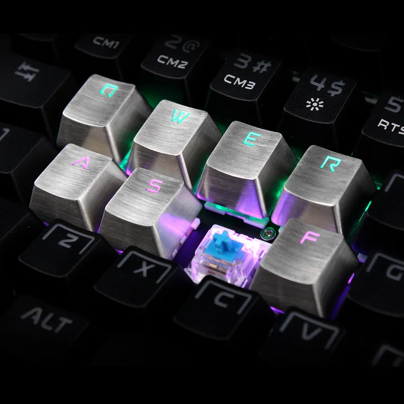 4-8-keys-Metal-Stainless-Steel-Backlight-Keycap-QWER-ASDF-Arrow-Key-OEM ...