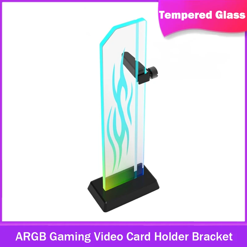 5V 3Pin ARGB Gaming Video Card Holder Bracket Alumínio Vidro Temperado ...