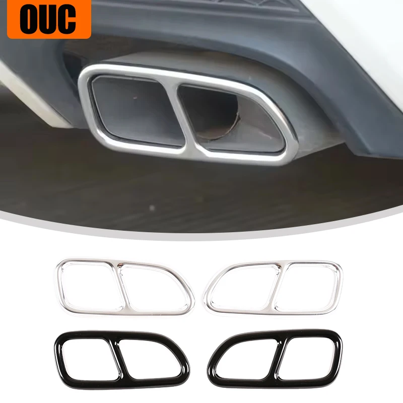Car Stainless Steel Tail Throat Exhaust Pipe Muffler Tip Cover Trims ...