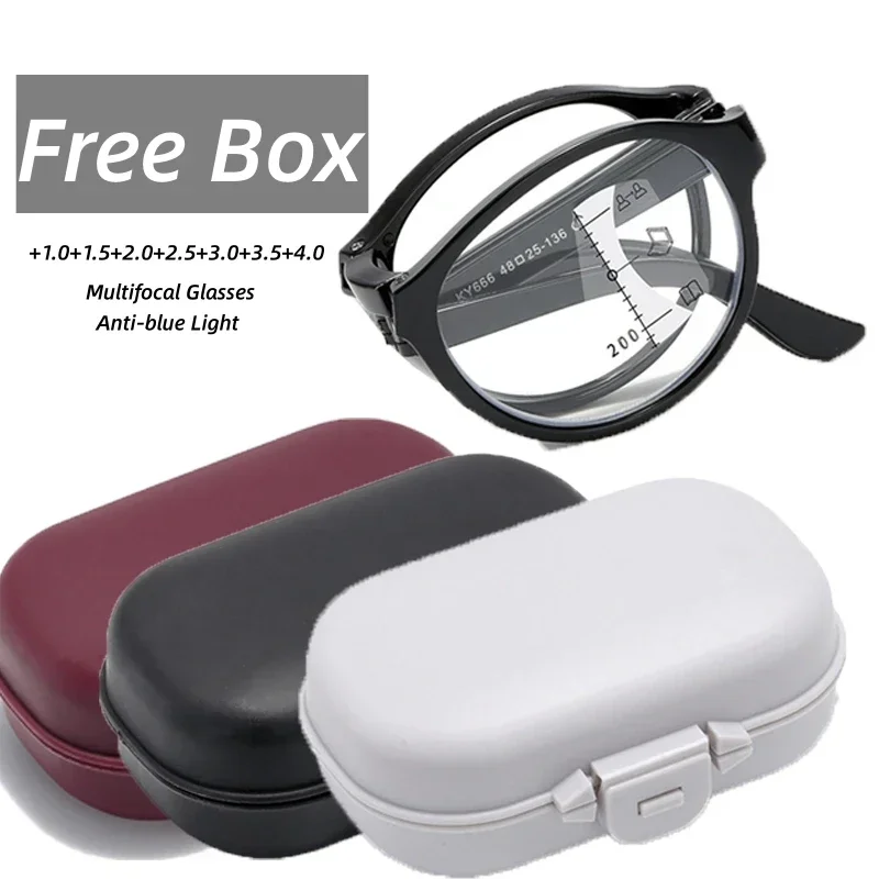 New Trend Folding Glasses with Box Fashion Round Frame Multifocal ...