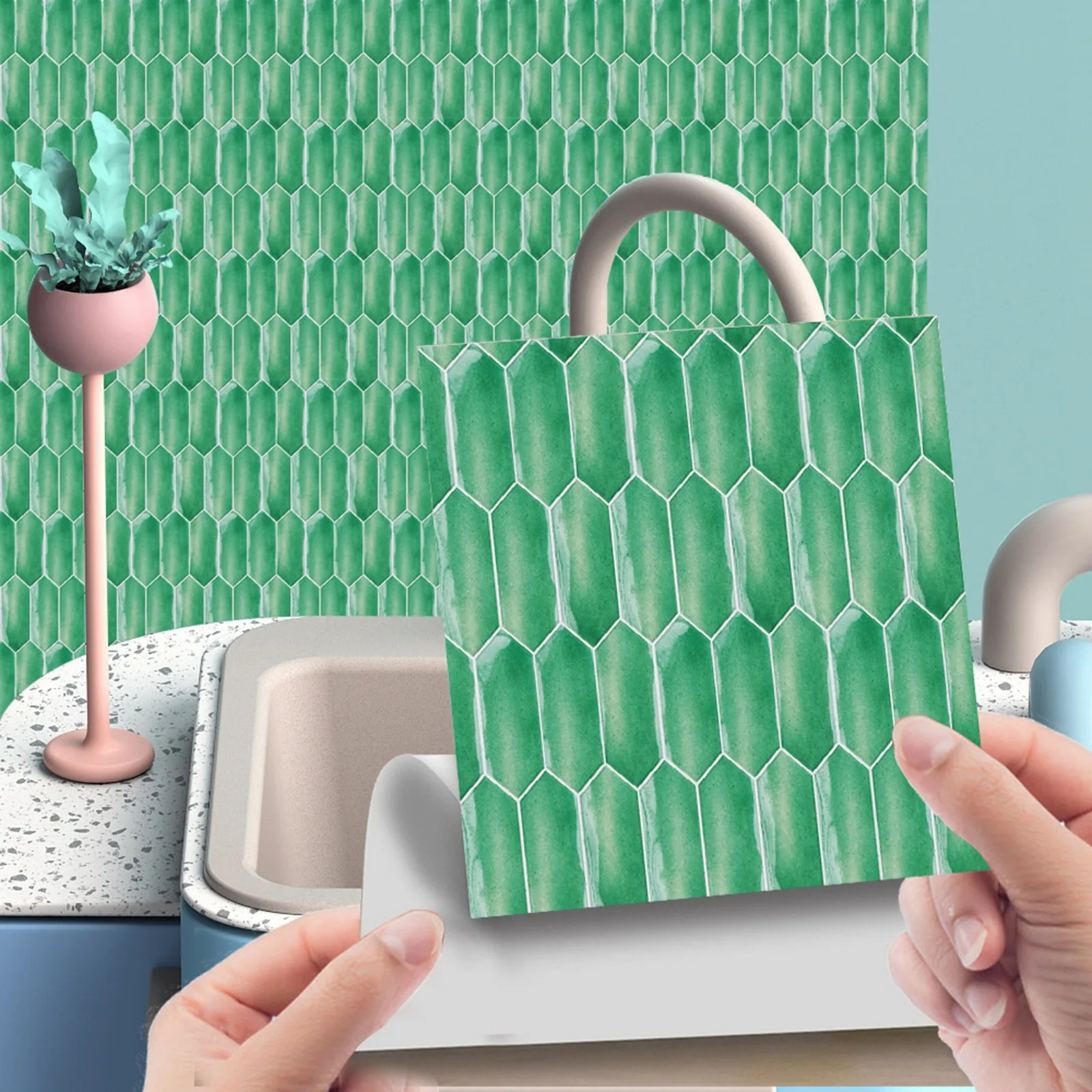 Stickers Family 3D Bright Film Coated Tiles For Kitchen Stove Self ...