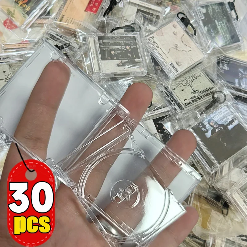 1-30pcs Acrylic Blank Album Mini CD Case Key Chains for DIY Backpack ...