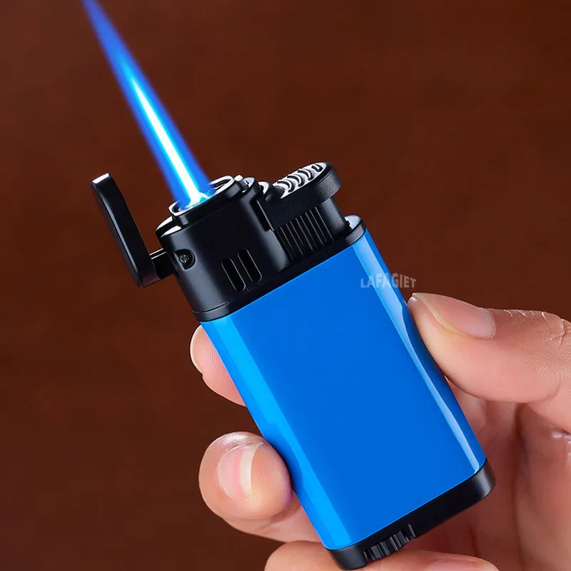 Jet-Blue-Flame-Lighter-Metal-Windproof-Butane-Gas-Lighter-Press ...