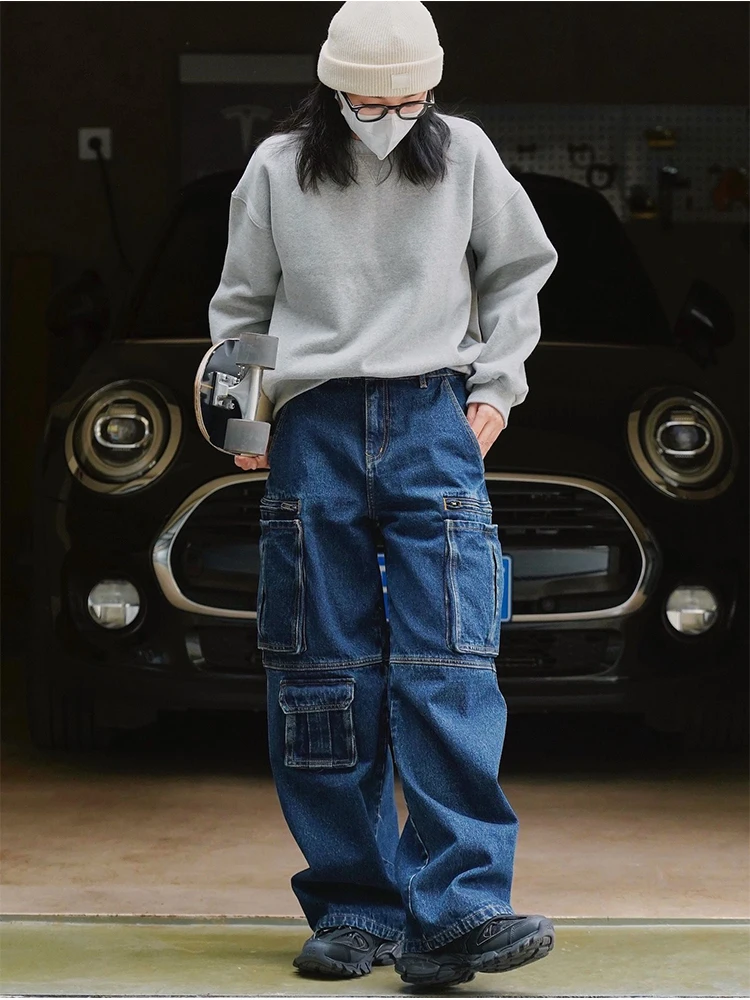 Kalevest Y2K Baggy Trousers Jeans Blue Acubi Fashion Women Pants Cyber ...