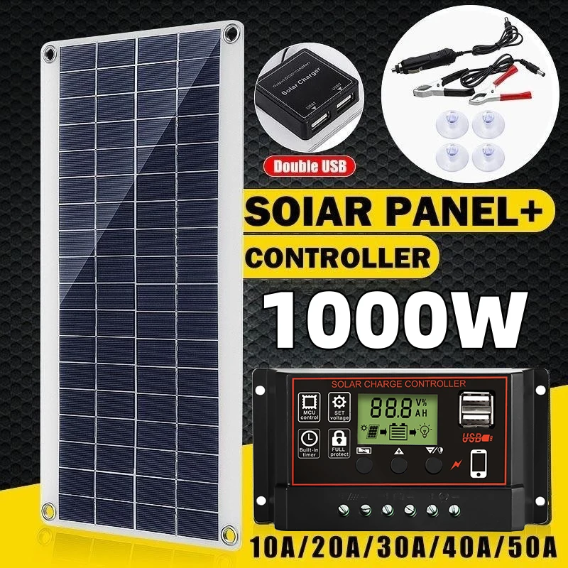 1000W-Solar-Panel-12V-Solar-Cell-10A-100A-Controller-Solar-Plate-Kit ...