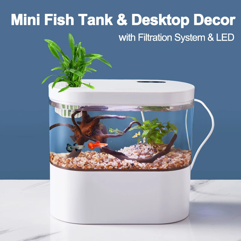 Mini-Desktop-Aquarium-Miniature-Fish-Tank-with-Biochemical-Filtration ...