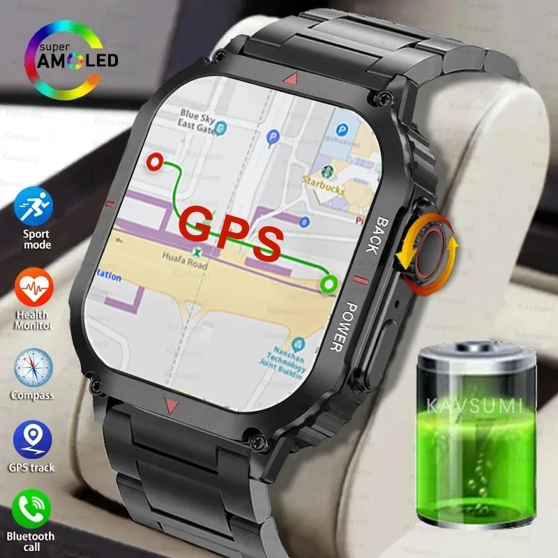 Montre-intelligente-militaire-robuste-pour-homme-GPS-de-sport-tanche-IP68-2023-voix-AI-NDavid ...