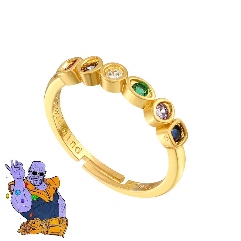 Marvel Avengers Ring Thanos Infinity Stones Ring Gold Color Creative ...