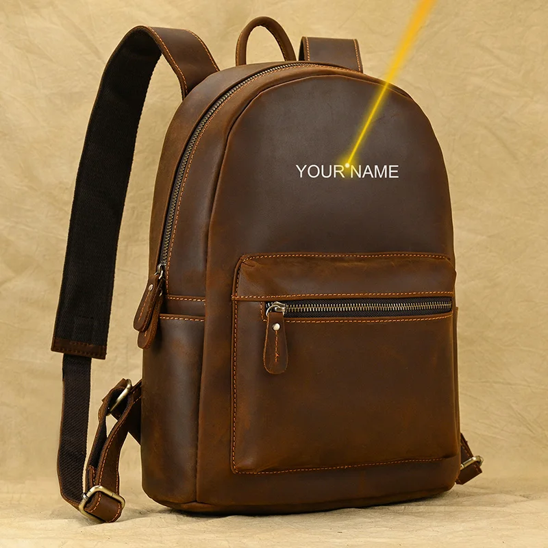 Luufan Man's Backpack Genuine Leather Unisex Big Capacity 15" PC Laptop ...