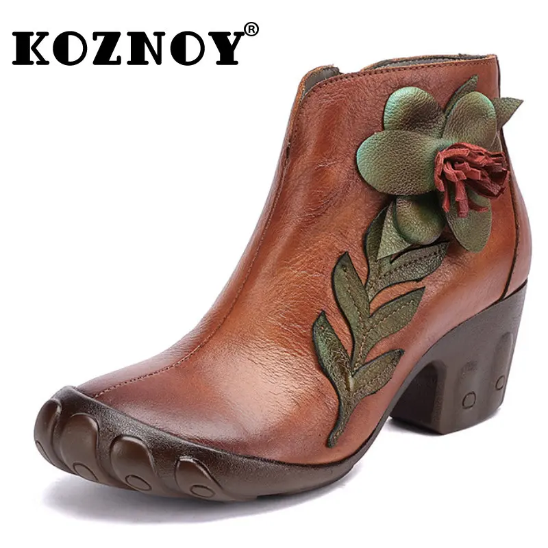 Koznoy-Genuine-Leather-Boots-6cm-Retro-British-Handmade-Appliques ...